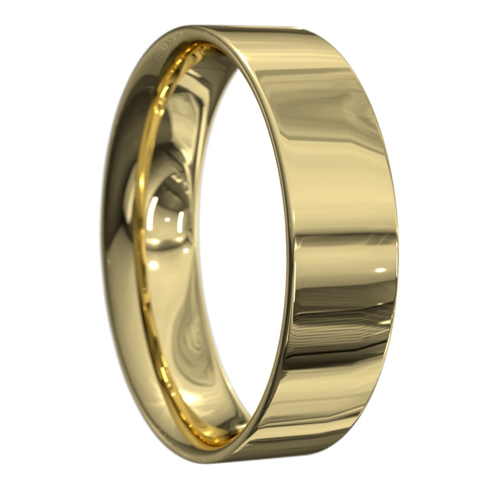 Impressive Polished Yellow Gold Mens Wedding Ring