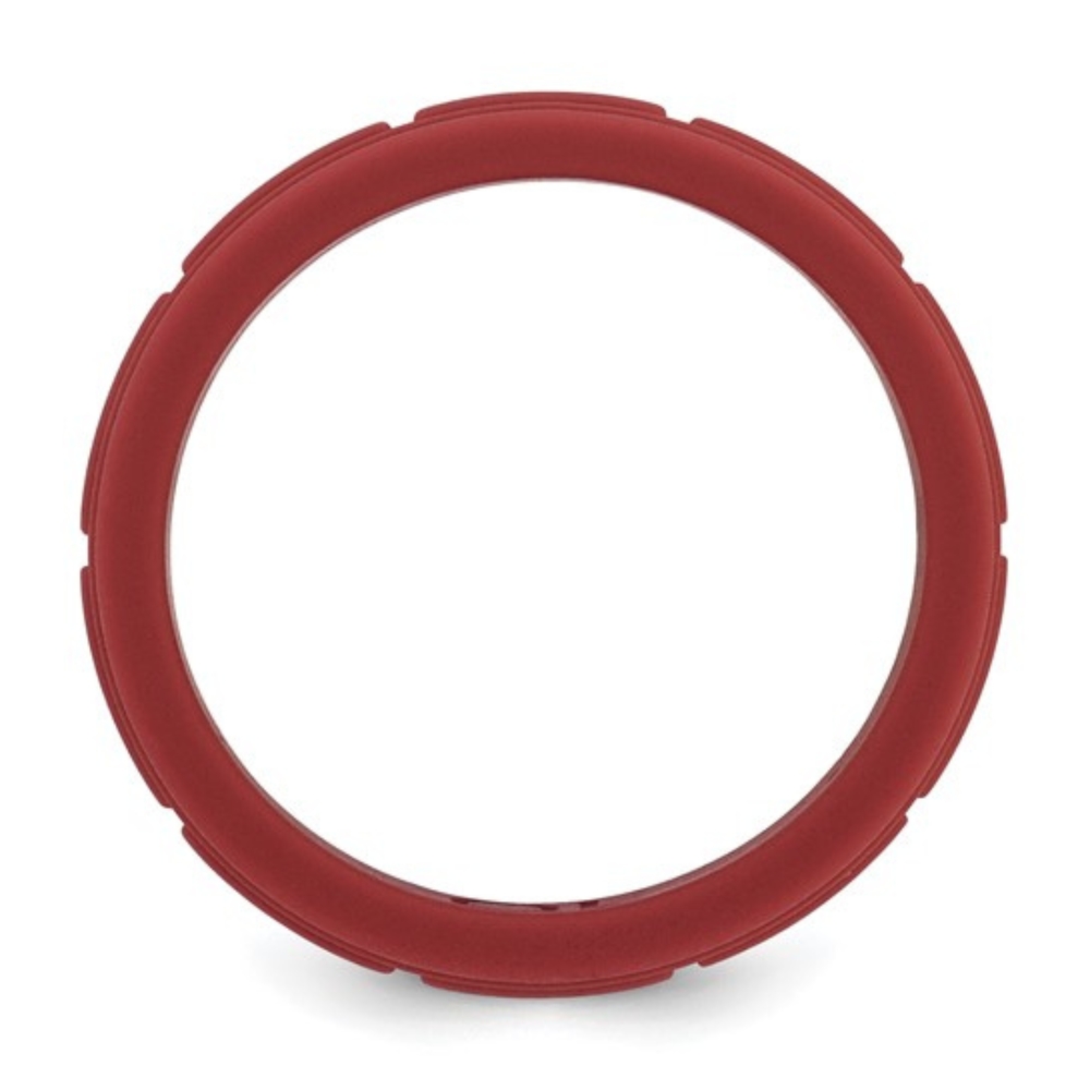 Red Silicone Ring with Ridged Pattern