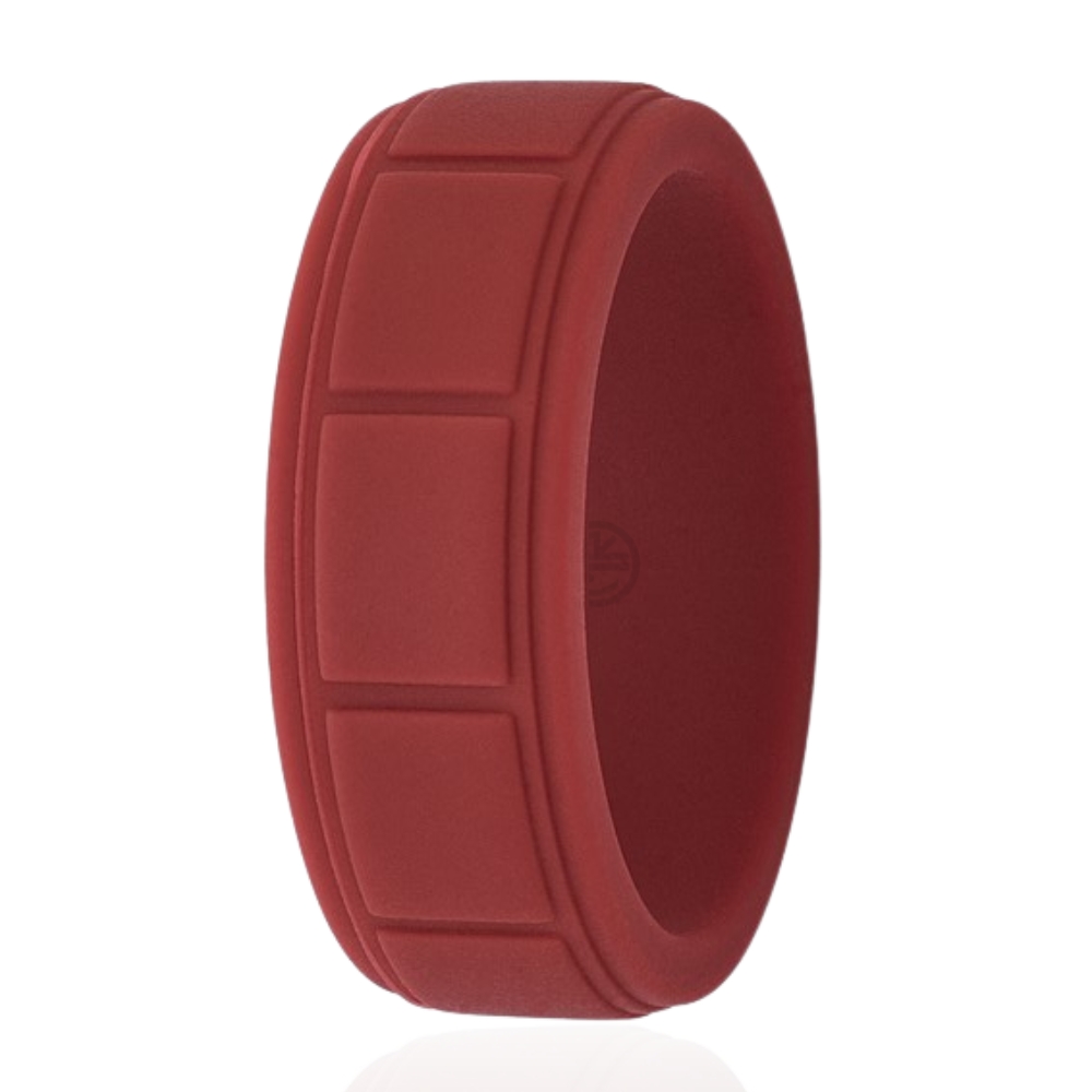 Red Silicone Ring with Ridged Pattern