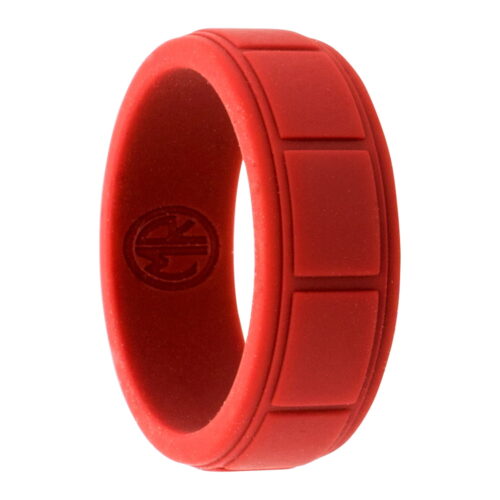 Red Silicone Ring with Ridged Pattern