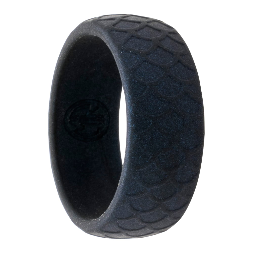Dragon Scale 8.7mm Navy Mens Silicone Ring